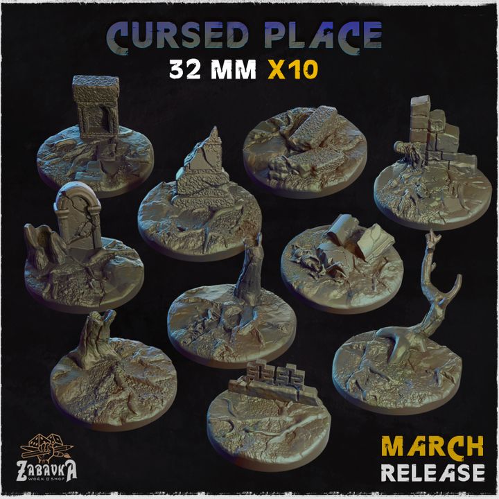 3D Printable Cursed Place - Bases & Toppers (Big Set++) by Zabavka Workshop