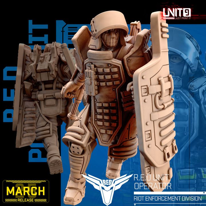 3D Printable Cyberpunk models BUNDLE - RIOT Enforcement Division ...