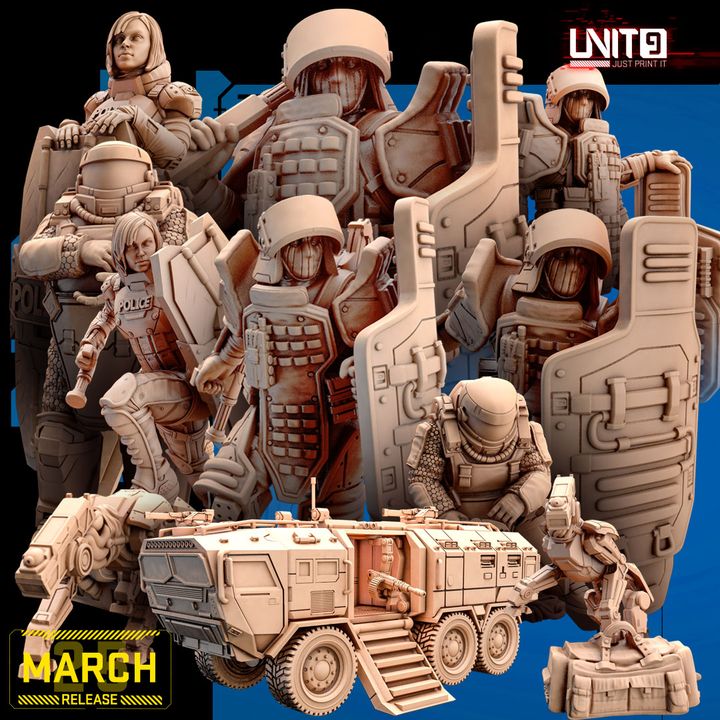 3D Printable Cyberpunk models BUNDLE - RIOT Enforcement Division ...