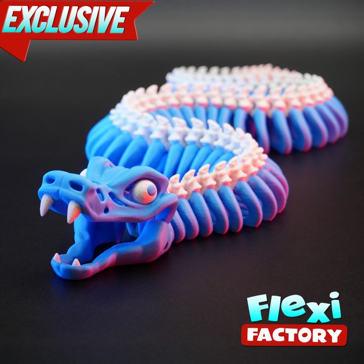 3D Printable Exclusive: Flexi Factory Skeleton Snake by Flexi Factory