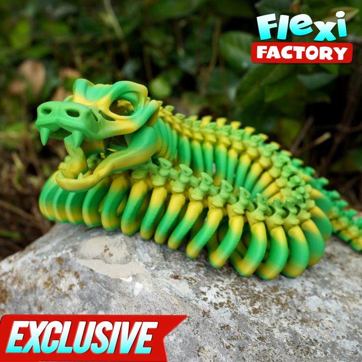 3D Printable Exclusive: Flexi Factory Skeleton Snake by Flexi Factory