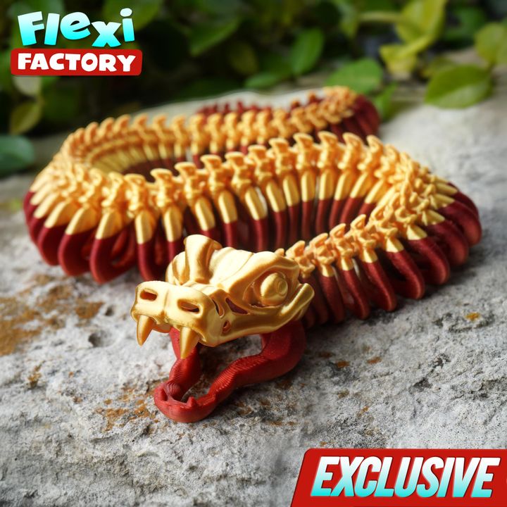 3D Printable Exclusive: Flexi Factory Skeleton Snake by Flexi Factory