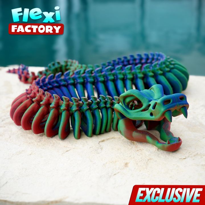 3D Printable Exclusive: Flexi Factory Skeleton Snake by Flexi Factory