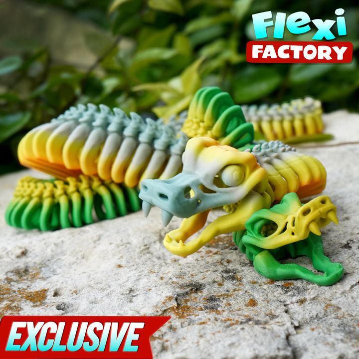 3D Printable Exclusive: Flexi Factory Skeleton Snake by Flexi Factory
