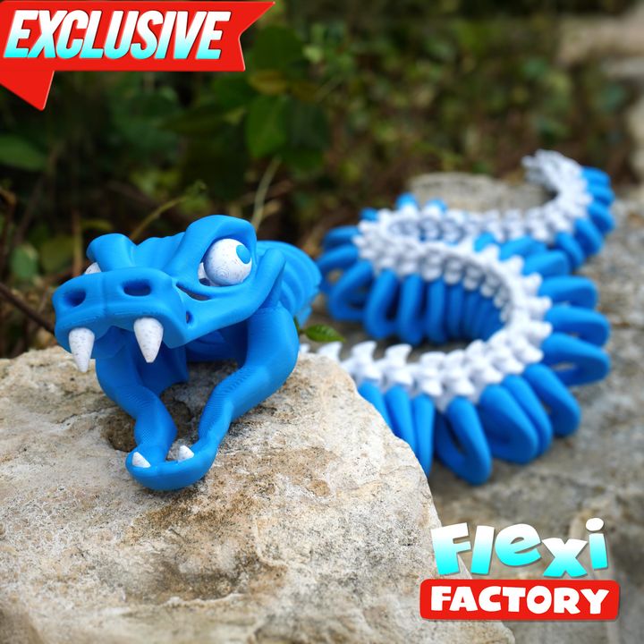 3D Printable Exclusive: Flexi Factory Skeleton Snake by Flexi Factory