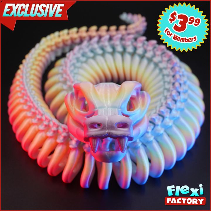 3D Printable Exclusive: Flexi Factory Skeleton Snake by Flexi Factory