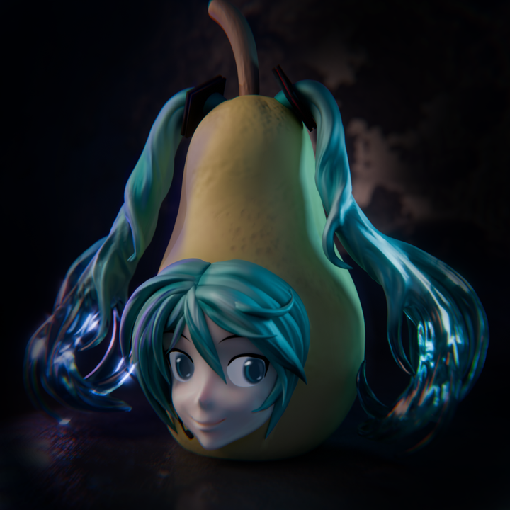 3D Printable Miku Pear Hatsune Miku Vocaloid TikTok Meme Figure by Enk3ns