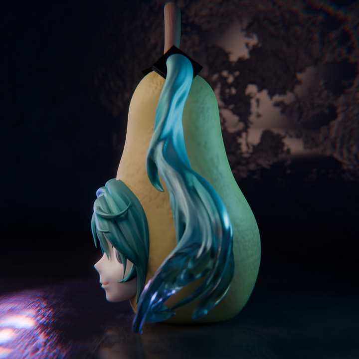 3D Printable Miku Pear Hatsune Miku Vocaloid TikTok Meme Figure by Enk3ns