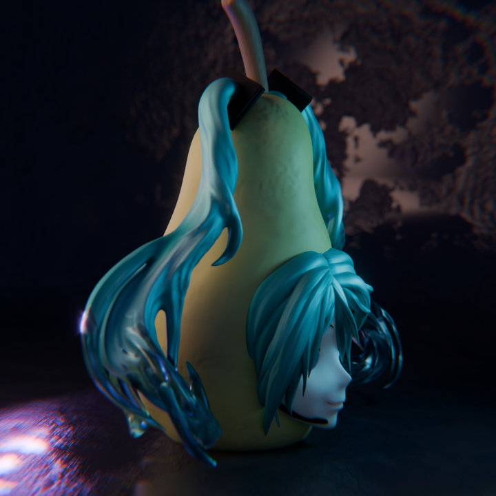 3D Printable Miku Pear Hatsune Miku Vocaloid TikTok Meme Figure by Enk3ns