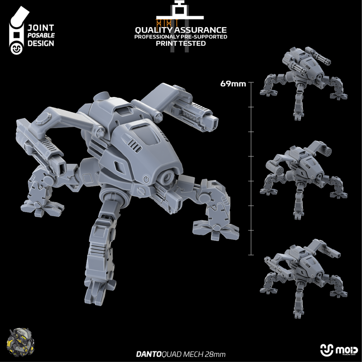 3D Printable Danto Quad Mech – 28mm Scale by Moid