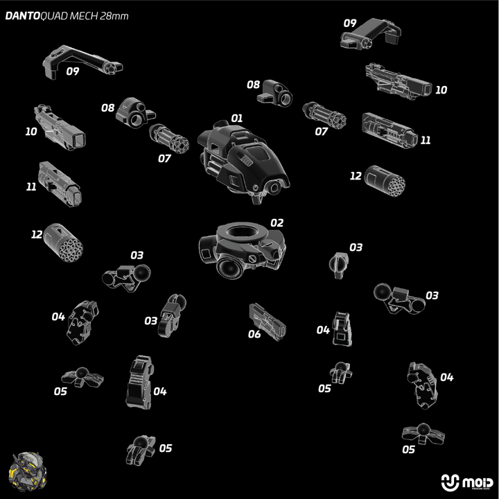 3D Printable Danto Quad Mech – 28mm Scale by Moid