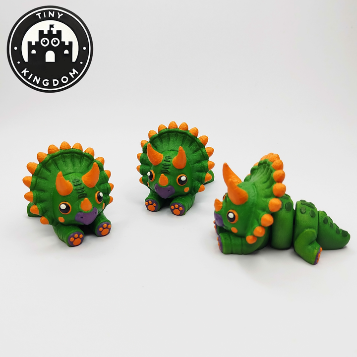3D Printable Flexi Tiny Triceratops, Articulated fidget figure ...