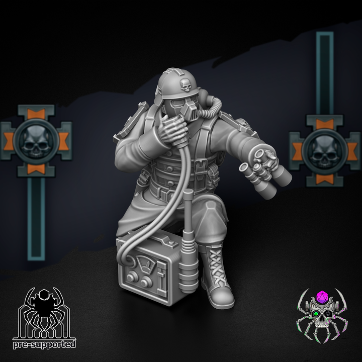 3D Printable Korps Of Ashes - Fire Support Team by EightLegsMiniatures
