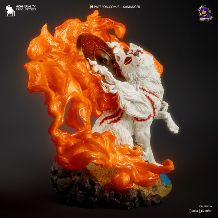 3D Printable Celestial Wolf | 184mm by Bulkamancer Sculpts