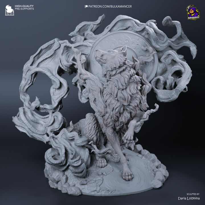 3D Printable Celestial Wolf | 184mm by Bulkamancer Sculpts