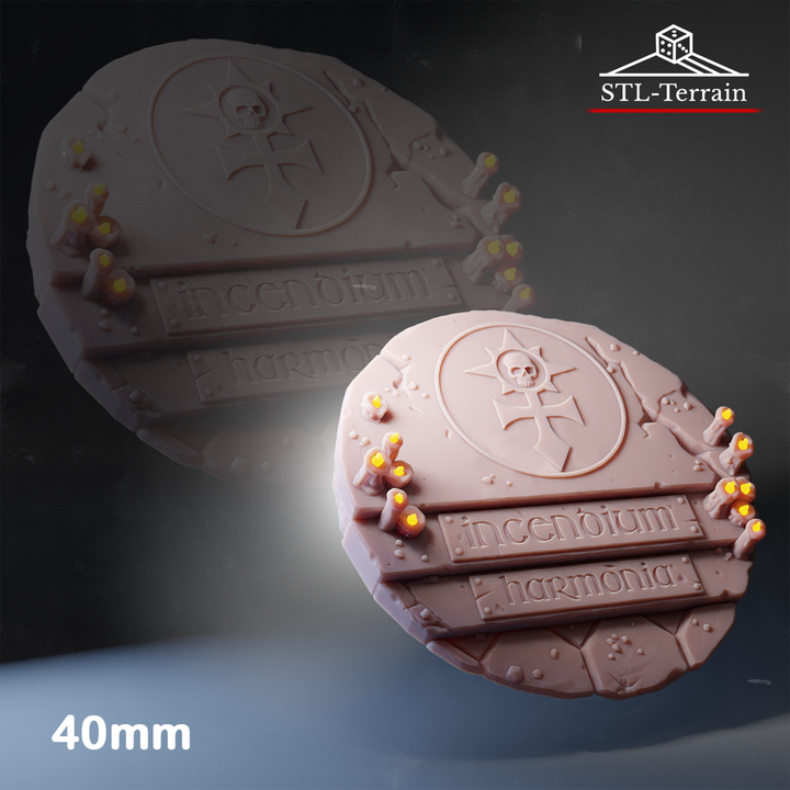 3D Printable Gothic Ruined Temple Base Toppers 03 by STL Terrain