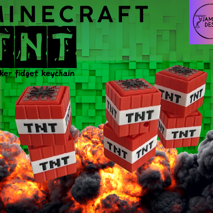 3D Printable Minecraft TNT Clicker Fidget and Keychain by Jambaby Designs
