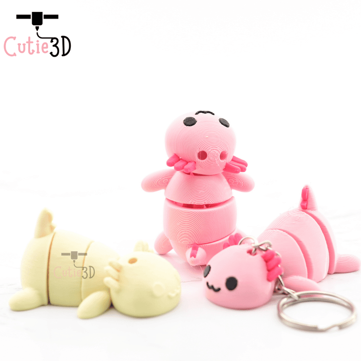 3D Printable Cutie3D Cute And Cozy Axolotl Articulated Keychain - Cute ...