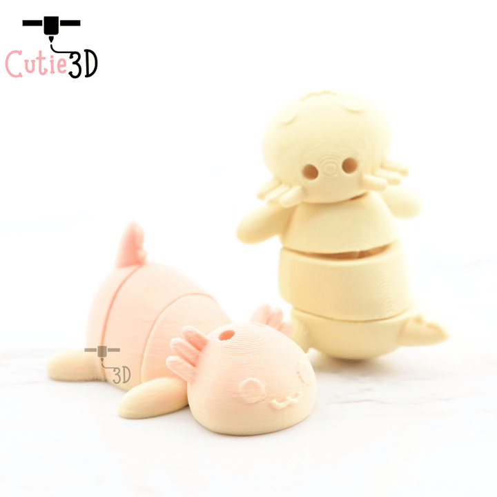 3D Printable Cutie3D Cute And Cozy Axolotl Articulated Keychain - Cute ...