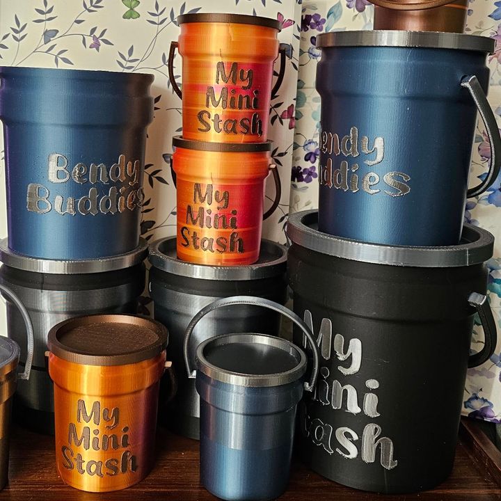 3D Printable Mini Flexi Stash Buckets by Jambaby Designs