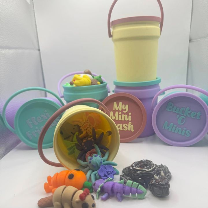 3D Printable Mini Flexi Stash Buckets by Jambaby Designs