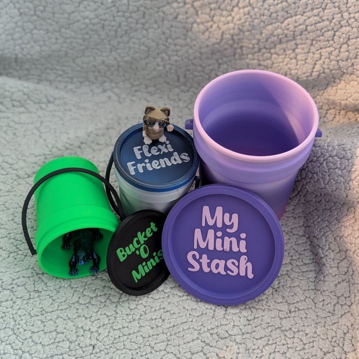 3D Printable Mini Flexi Stash Buckets by Jambaby Designs