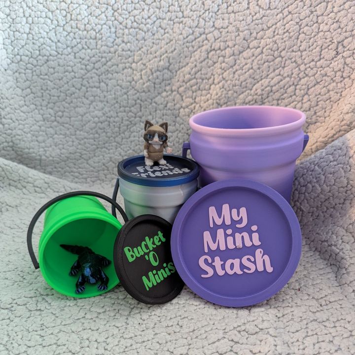 3D Printable Mini Flexi Stash Buckets by Jambaby Designs