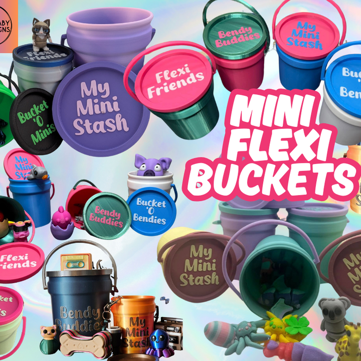 3D Printable Mini Flexi Stash Buckets by Jambaby Designs