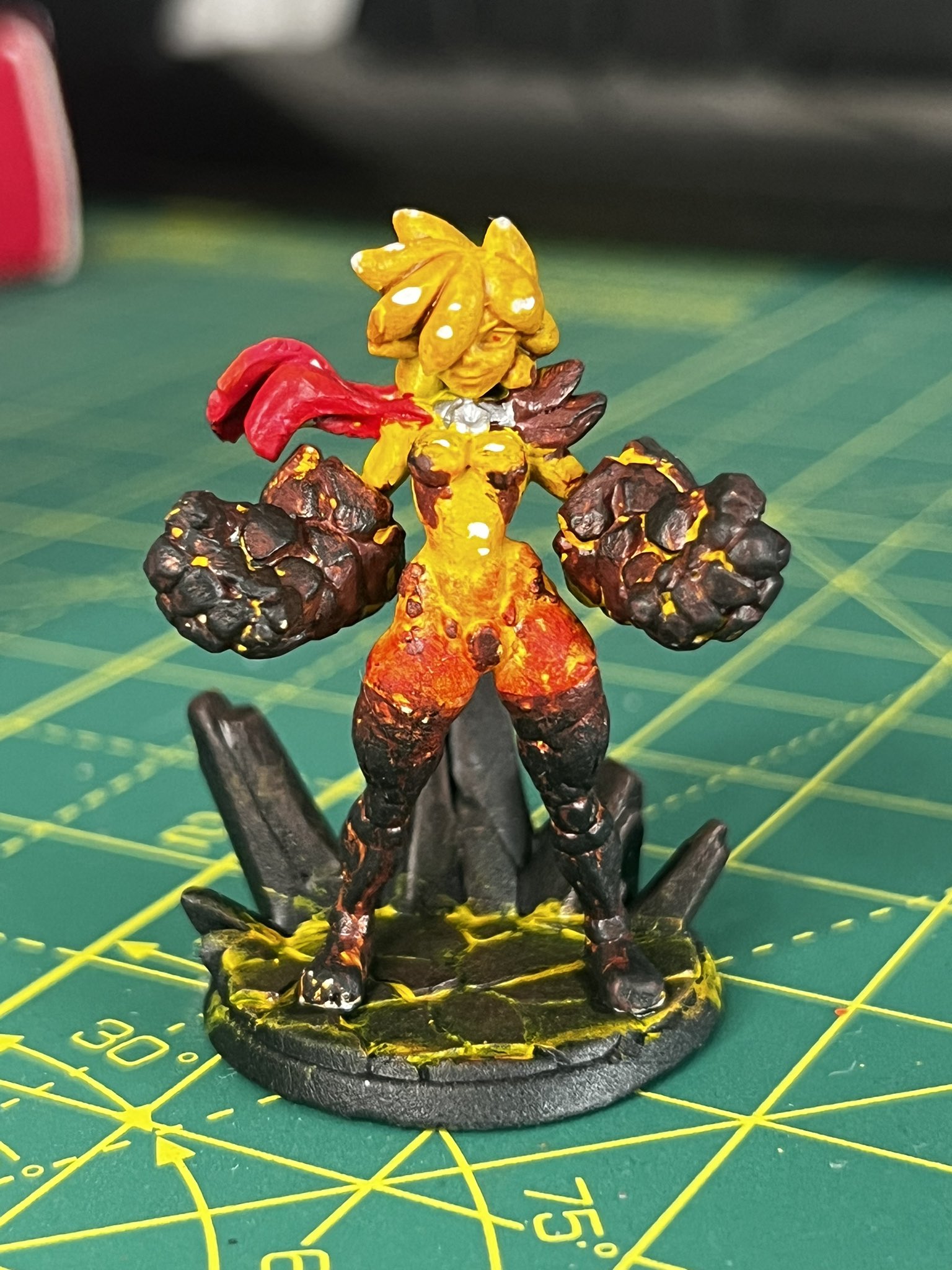 3D Printable Tephra the Magma Elemental by Twin Goddess Miniatures