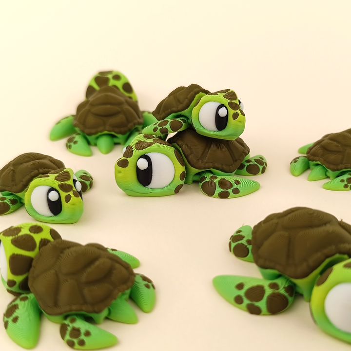 3D Printable Flexi Sea Turtle Print-in-place by 3DGOB