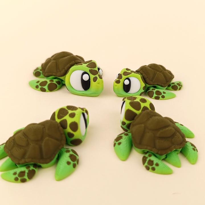 3D Printable Flexi Sea Turtle Print-in-place by 3DGOB