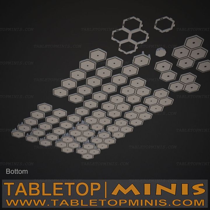 3D Printable Modular Hex Map GrassLand for Battletech by TableTopMinis