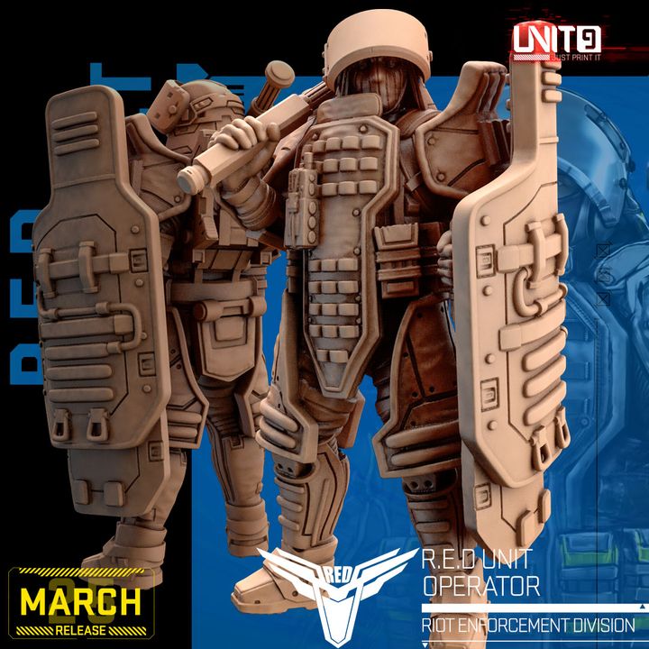 3D Printable Cyberpunk - RIOT Enforcement Division by UNIT9