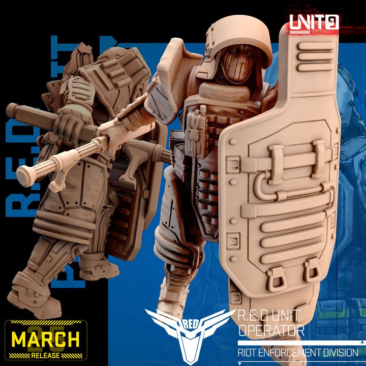 3D Printable Cyberpunk - RIOT Enforcement Division by UNIT9