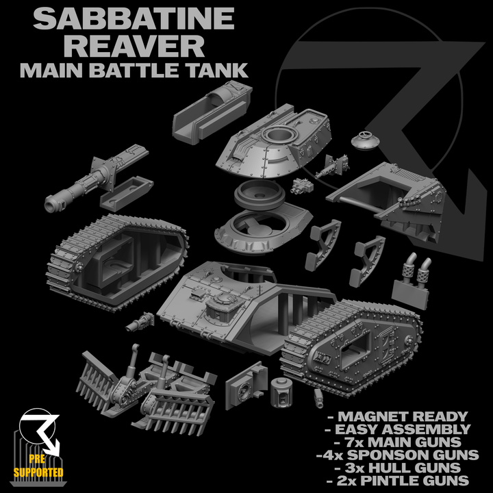 3D Printable Sabbatine "Reaver" Main Battle Tank by Thunderhead Studio