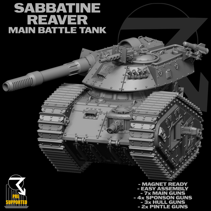 3D Printable Sabbatine "Reaver" Main Battle Tank by Thunderhead Studio