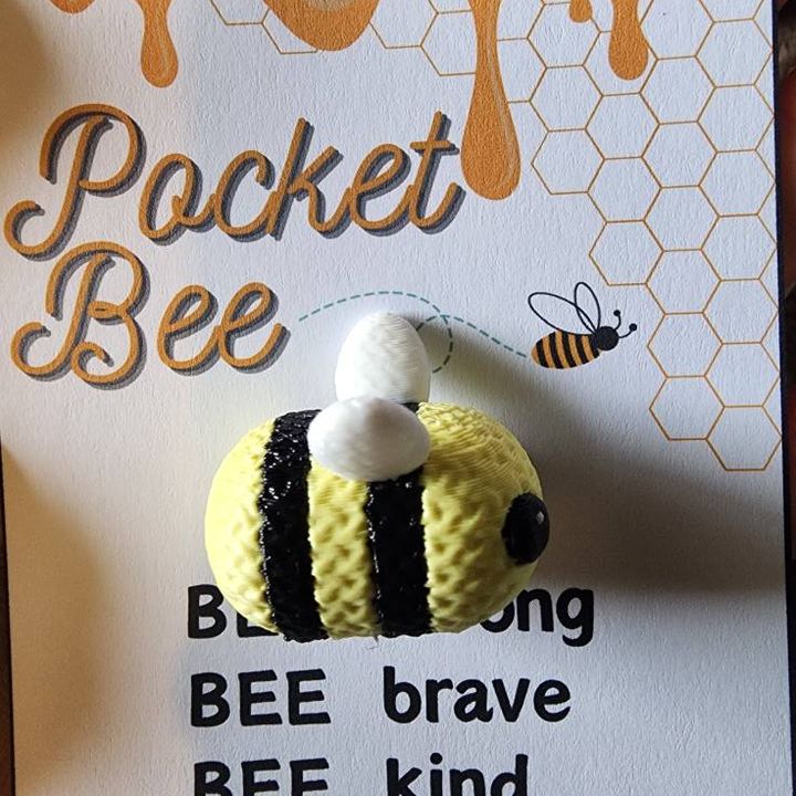 3D Printable Pocket Bee Encouraging Pocket Pet and Keychain with Card ...