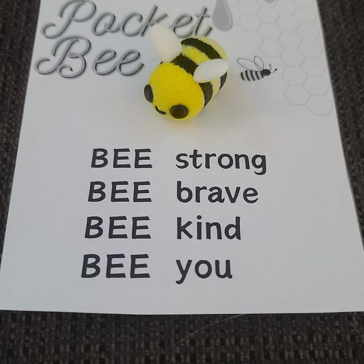 3D Printable Pocket Bee Encouraging Pocket Pet and Keychain with Card ...