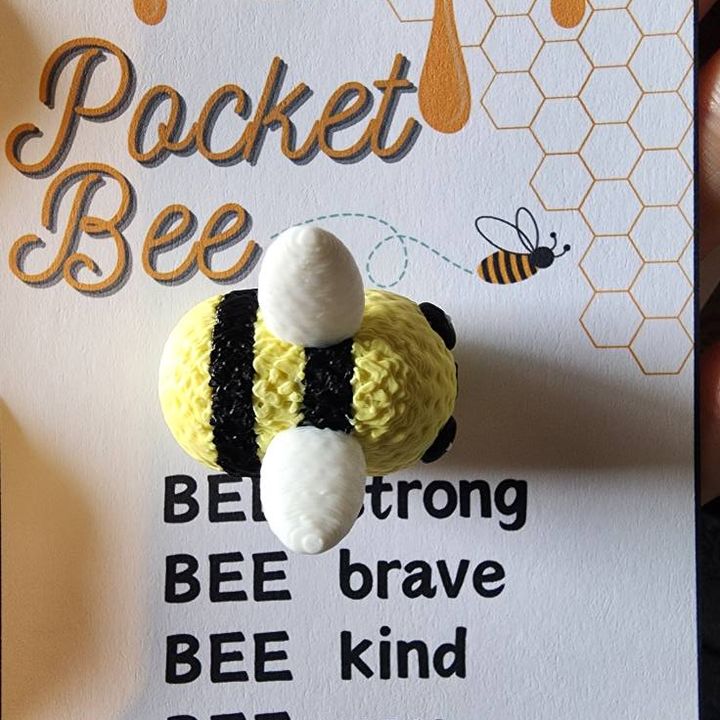 3D Printable Pocket Bee Encouraging Pocket Pet and Keychain with Card ...
