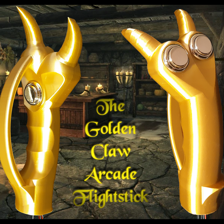 3D Printable The Golden Claw Arcade Flightstick by Adam Freeman