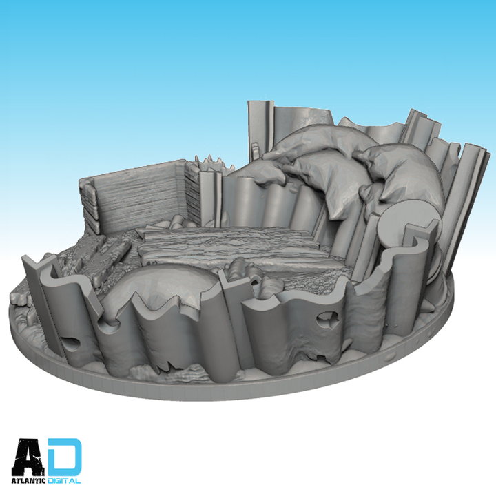 3D Printable 50mm Round Trench bases by Wargames Atlantic