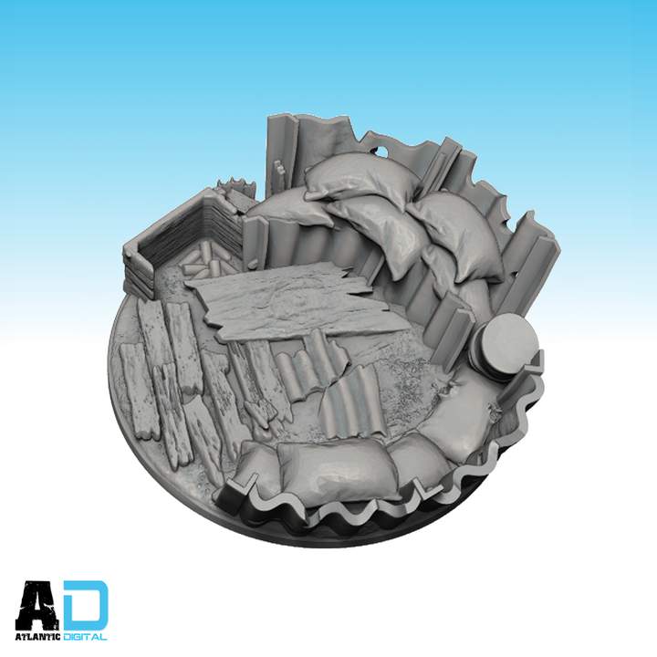 3D Printable 50mm Round Trench bases by Wargames Atlantic