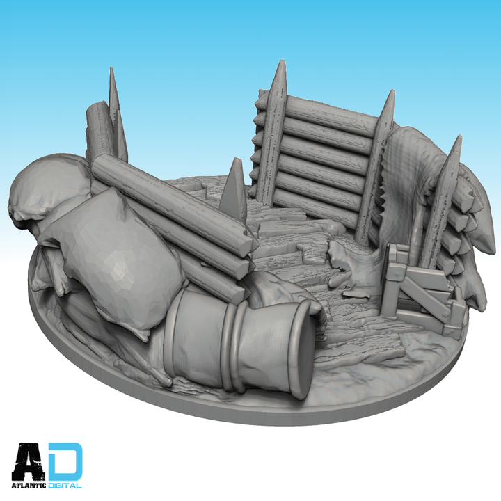3D Printable 50mm Round Trench bases by Wargames Atlantic