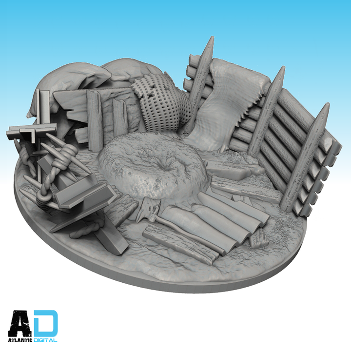 3D Printable 50mm Round Trench bases by Wargames Atlantic
