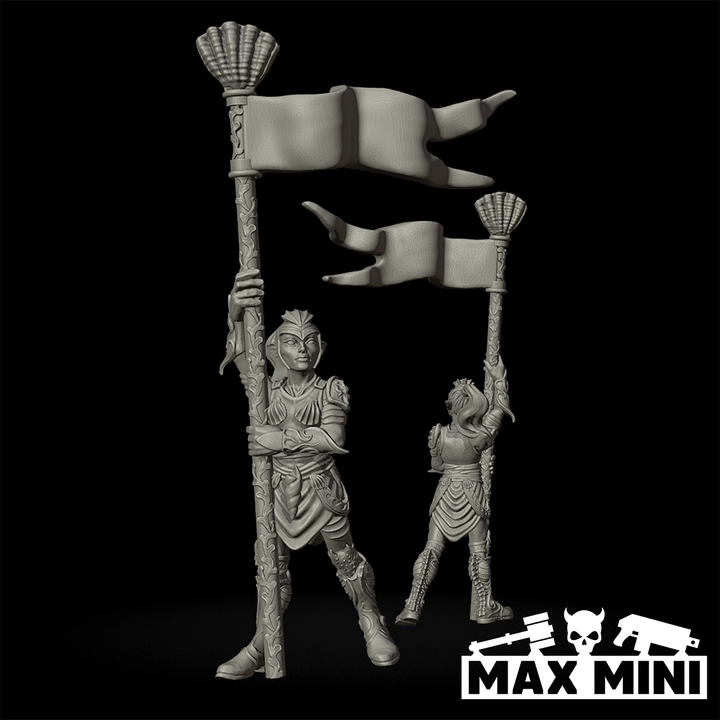3D Printable Aquan Elf Archer Command by Max Mini