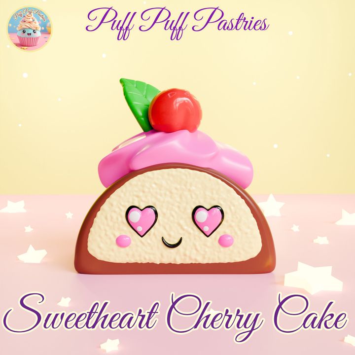 3D Printable Kawaii Sweetheart Cherry Cake Chibi by Puff Puff Pastries