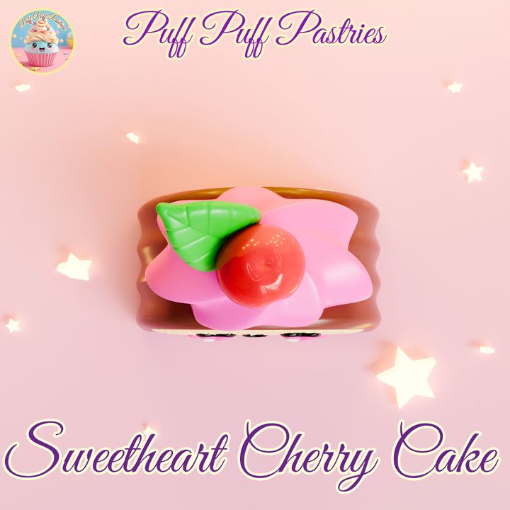 3D Printable Kawaii Sweetheart Cherry Cake Chibi by Puff Puff Pastries