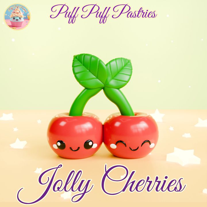 3D Printable Kawaii Jolly Cherries Chibi by Puff Puff Pastries