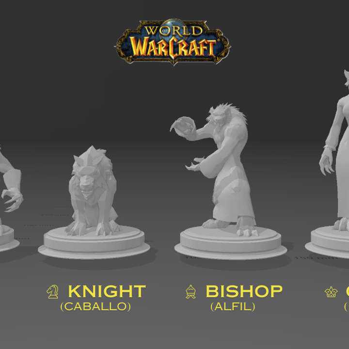 3D Printable Chess Set - World of Warcraft - Worgens by ocram3000