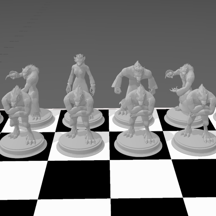 3D Printable Chess Set - World of Warcraft - Worgens by ocram3000